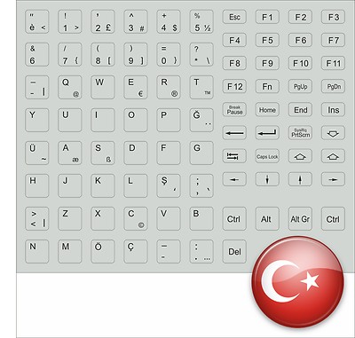 Keyboard Sticker Turkish Turkey Keystick Keyboard Sticker Gray Grey for ...