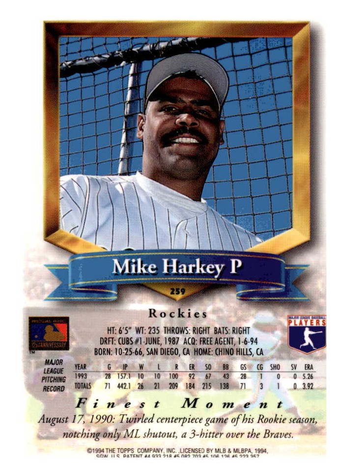 1994 Finest Mike Harkey 259 | eBay