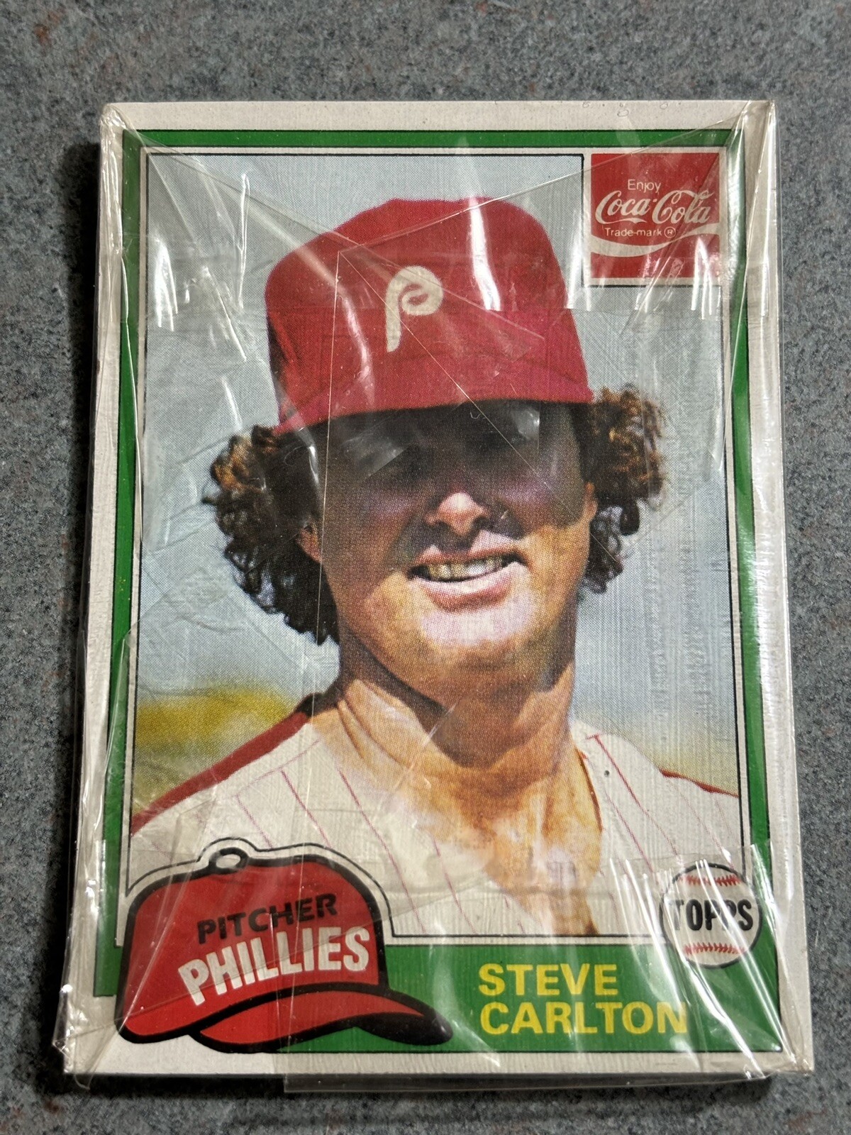 SEALED 1981 Topps Coca-Cola Coke Phillies STEVE CARLTON SHOWING 3 Card ...