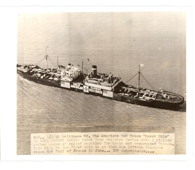 American Red Cross Mercy SHIP SS "COLD HARBOR" Baltimore WWII 1941 ...