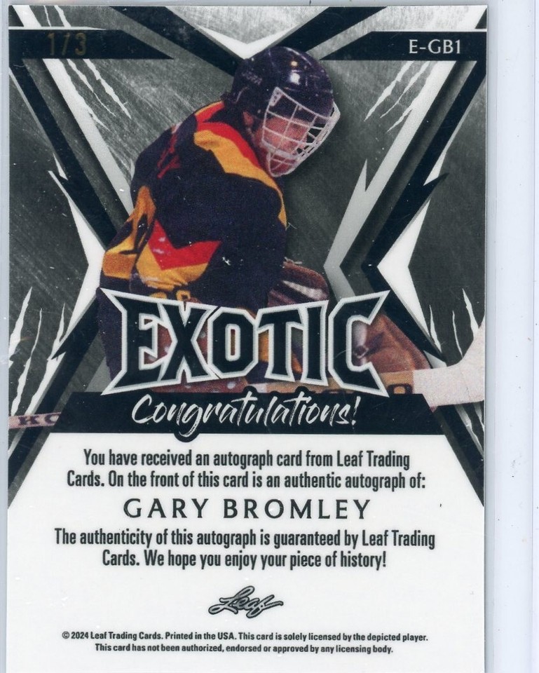 2024 LEAF METAL HOCKEY EXOTIC AUTOGRAPH #1/3 BUFFALO SABRES Gary ...