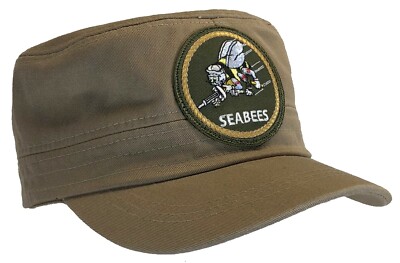 US Navy Seabees Hat Cadet Cap Khaki Double Layered Cotton 'Castro ...