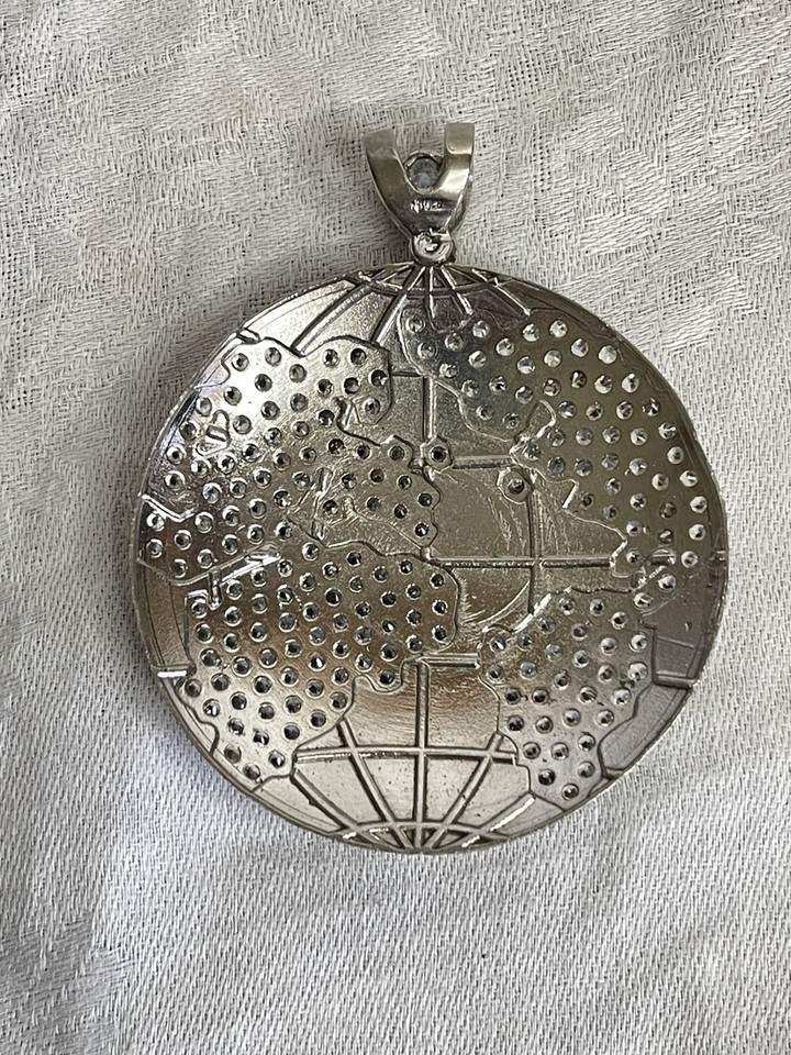 9925 Sterling Silver Rhinestone Diamonds Pendant For Necklace Large ...