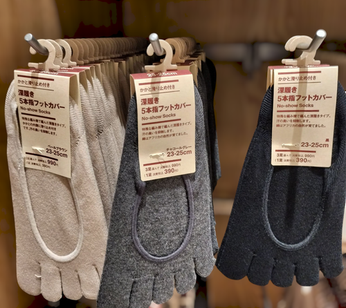 【MUJI No-show 5 Toe Socks】 Women US6-8 23-25cm Beige Gray Black Foot ...