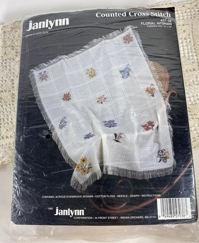 Janlynn Counted Cross Stitch Floral Afghan Kit 57-38 Complete *Read ...