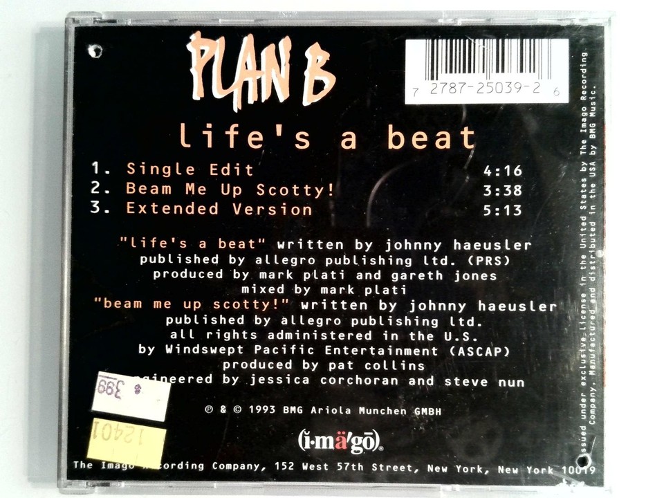 Plan B - La Vie Est Un Beat CD 1993 Mixes De Single Dance Pop BMG ...