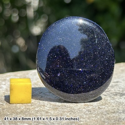 Blue goldstone starstone palm worry stone - genuine spiritual healing ...
