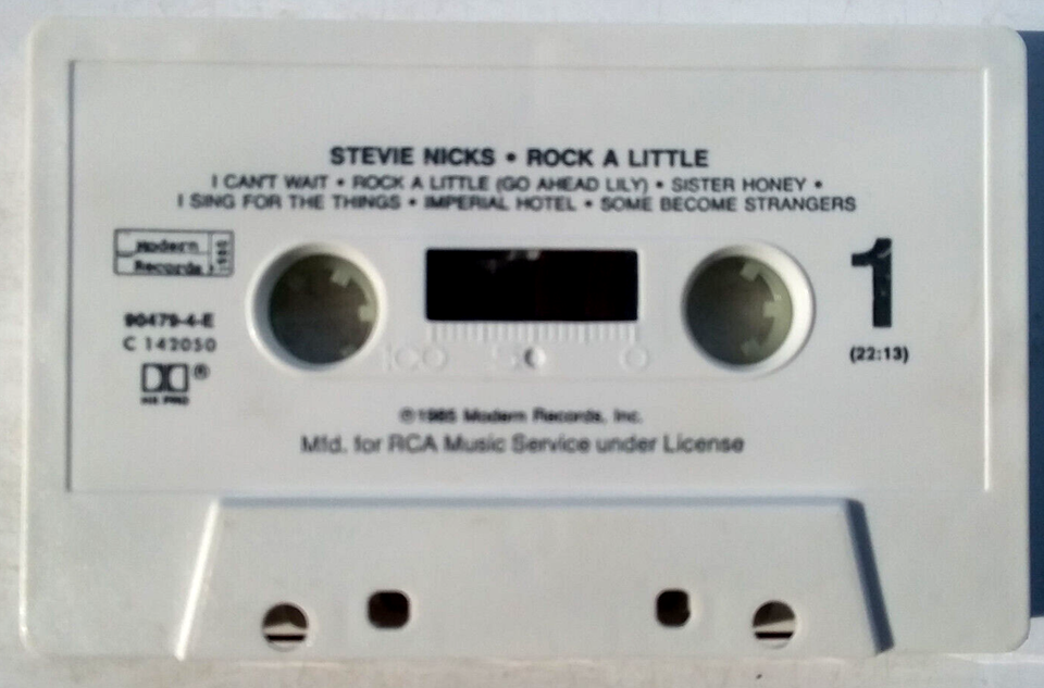 STEVIE NICKS - Rock A Little - Cassette Tape 1985 Modern Records ...