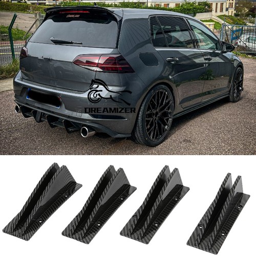 For VW Golf MK7 MK7.5 GTI GTD Rear Bumper Diffuser Shark 4-Fins Spoiler ...