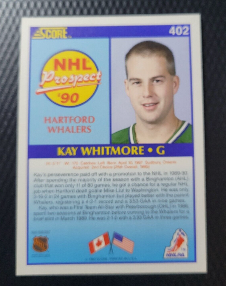 1990-91 Score American NHL Prospect KAY WHITMORE Hartford Whalers ...