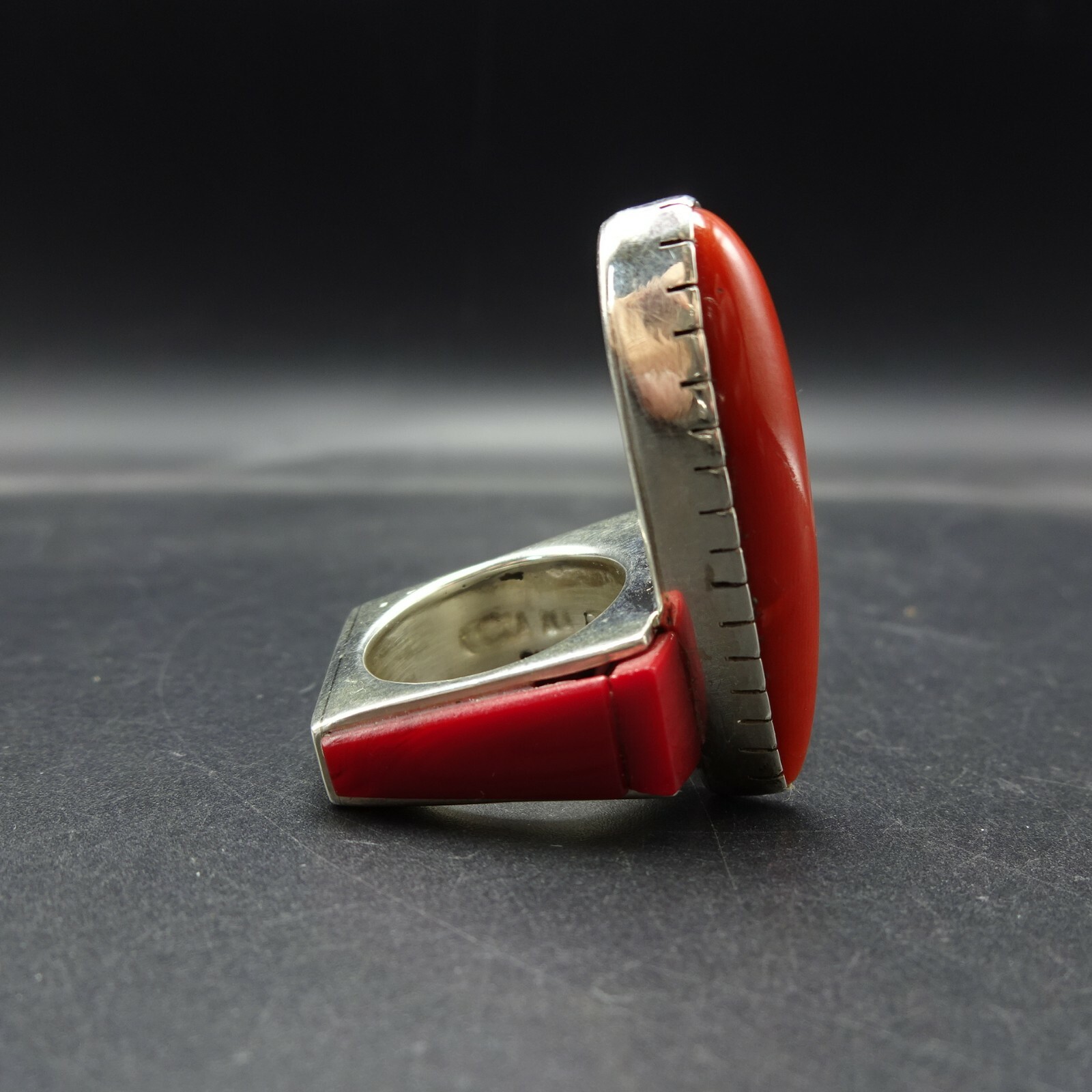 Museum Quality NANA PING Sculptural Sterling Silver RED CORAL Inlay ...