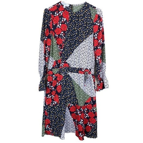 Libby Edelman Floral Patchwork Drop Waist Dress Womens Size XS Boho Art ...