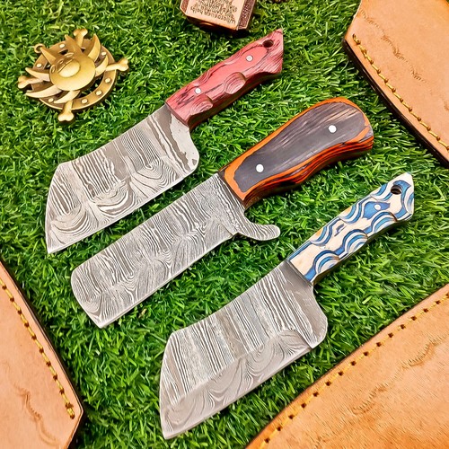 CUSTOM Handmade DAMASCUS STEEL Set of 3 PC Small chopper knives, TTN ...