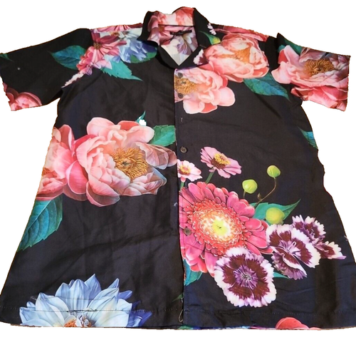 SIZE Medium men shirt FLOWERS black By RILEY ADAMS NEW combine post ...