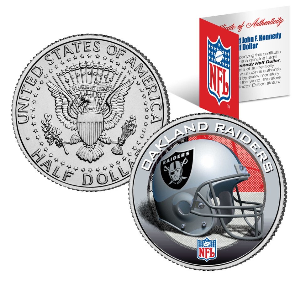 NFL HELMET LOGOS JFK Half Dollar US Football Coins OFFICIALLY LICENSED ...