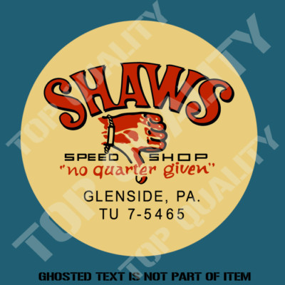 VINTAGE SHAWS SPEED SHOP Decal Sticker Vintage Retro Mancave Hot Rod ...