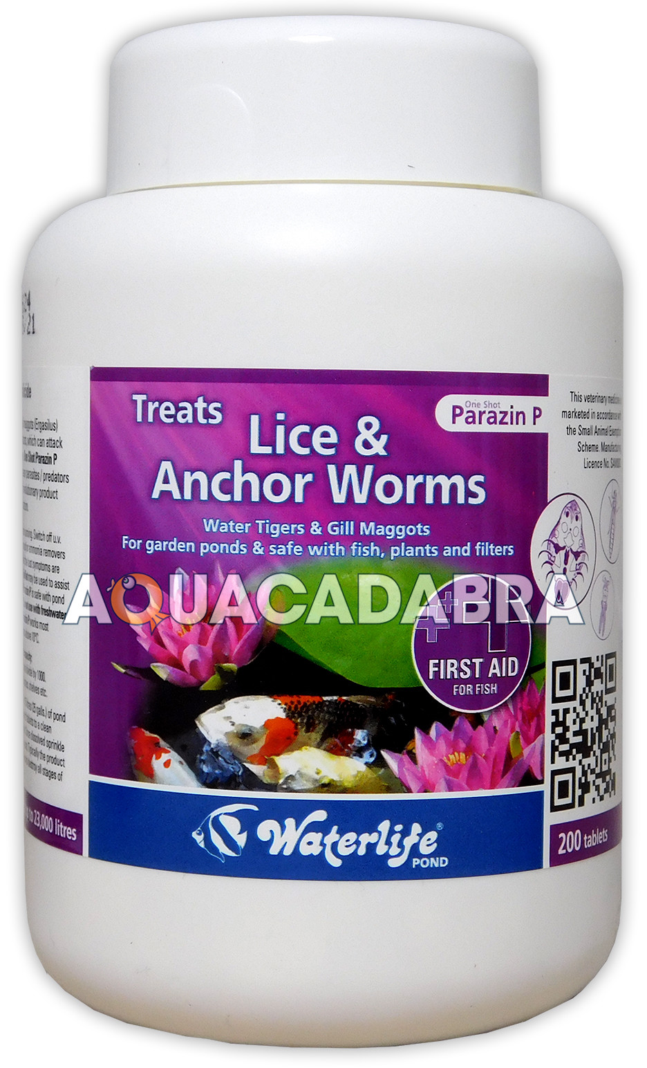 Waterlife Parazin P Fish Lice Worm 200 Tablets Tabs Parasite Pond ...