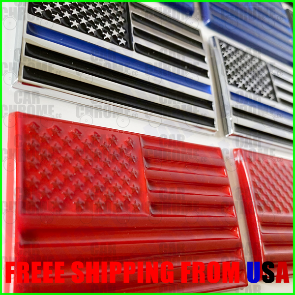 Pair 2pcs 3D All Chrome American Flag Decal Emblem Logo Badge For RAM ...