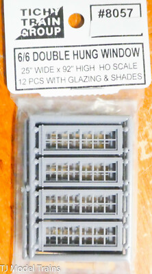 Tichy Train Group HO Scale #8057 (6/6) Double Hing Windows /25" Wide ...
