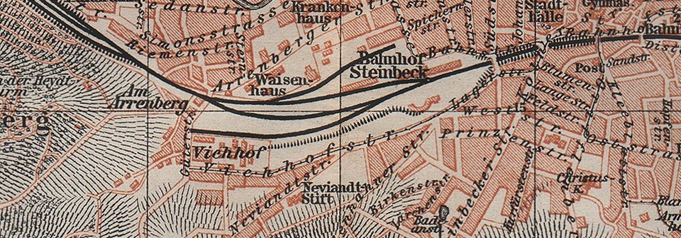 ELBERFELD / WUPPERTAL antique town city stadtplan. Germany karte 1906 ...