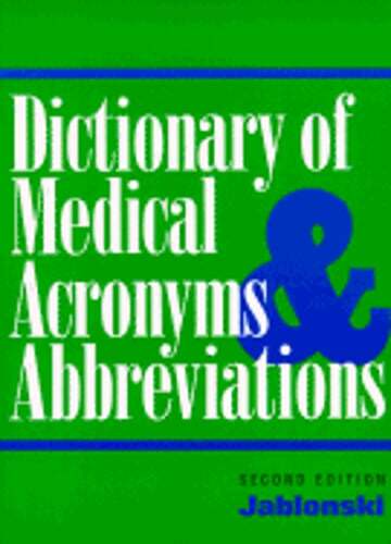 Dictionary of Medical Acronyms and Abbreviations by Stanley Jablonski ...