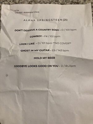 Alana Springsteen CMA Fest Setlist | eBay