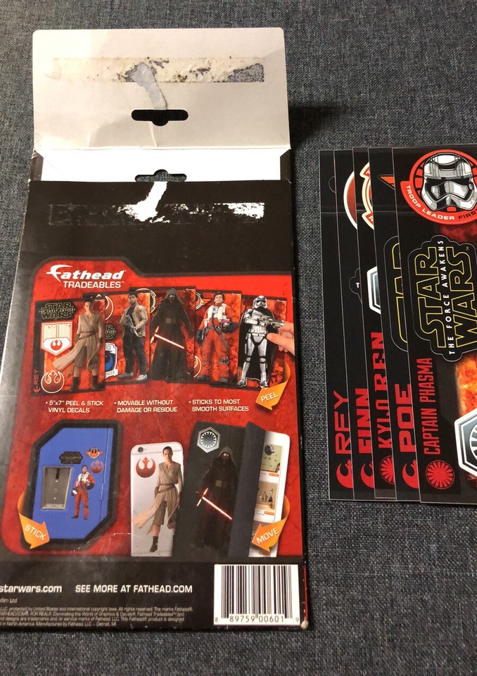 NEW 2015 Star Wars: The Force Awakens Fathead Tradeables 5 Vinyl Decals ...