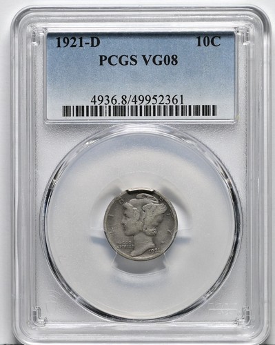 1921-D 10C Mercury Dime PCGS VG08 Graded VG 8 Silver Coin 4936 | eBay