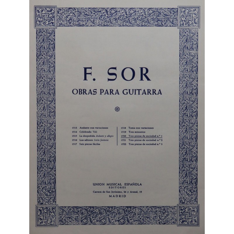 Sor Ferdinand Three Pieces of Society No 1 Guitar 1954 | eBay
