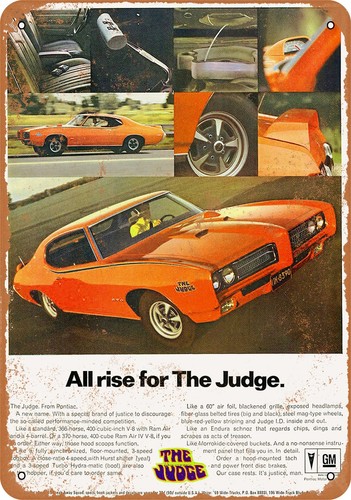 METAL SIGN - 1969 Pontiac GTO The Judge All Rise - Vintage Look ...