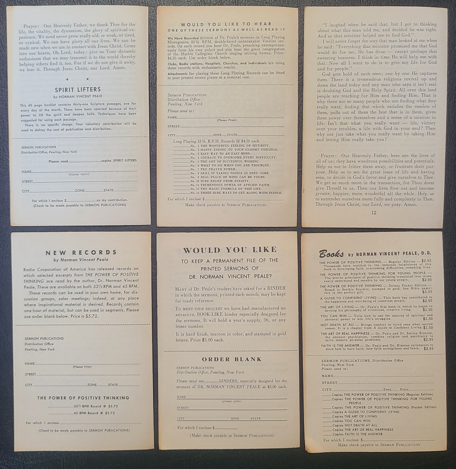 Norman Vincent Peale (6)Sermons Marble Collegiate Church NYC Pamphlets ...