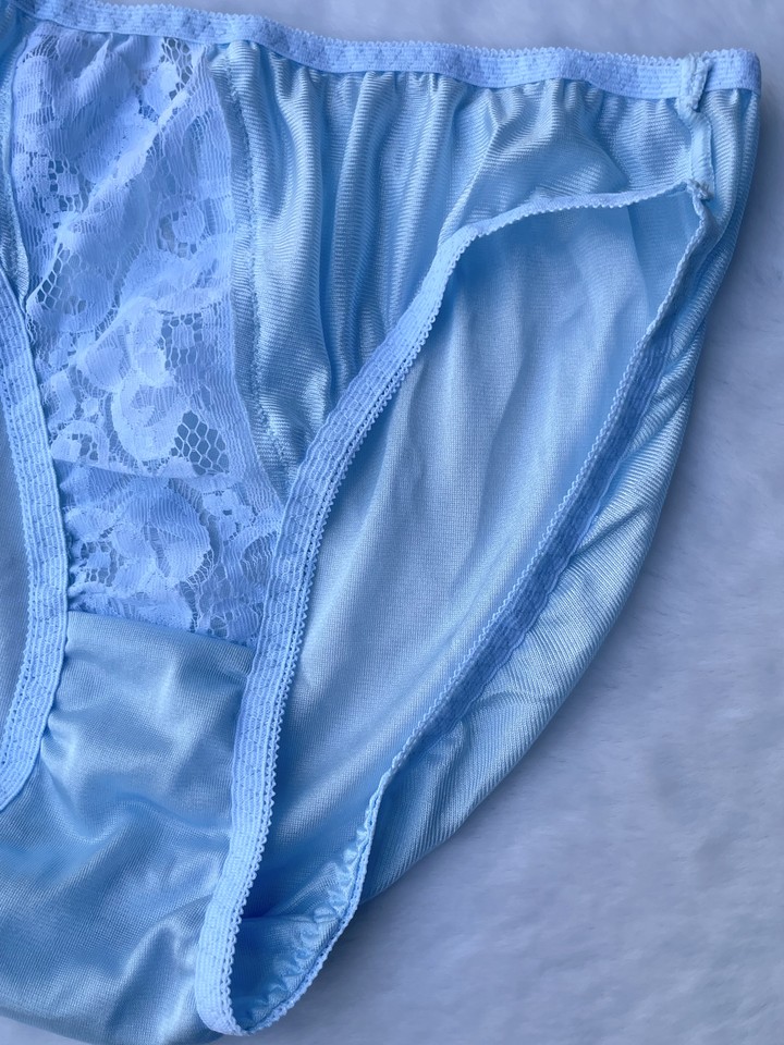 Vintage Slippery Light Silky Nylon Panty Sheer Lace Hi Cut Bikini ...