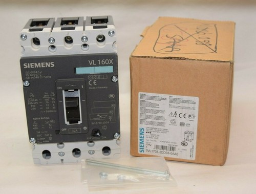 Siemens VL160X 32 Amp A 32A Breaker 3VL1703-2DD33-0AA0 3ZX10120VL101AA1 ...