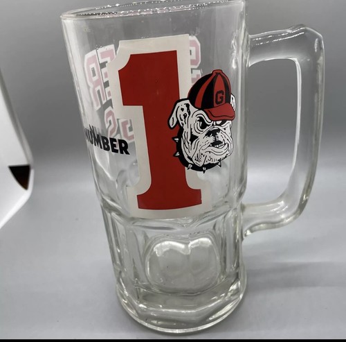 Vtg UGA Bulldogs Heavy Glass Beer Mug Georgia 32 Oz | eBay