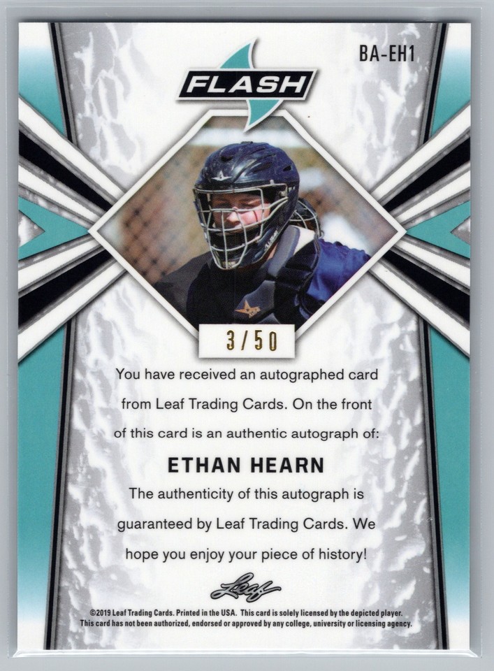 2019 Leaf Flash Ethan Hearn Blue Auto #/50 #BA-EH1 | eBay