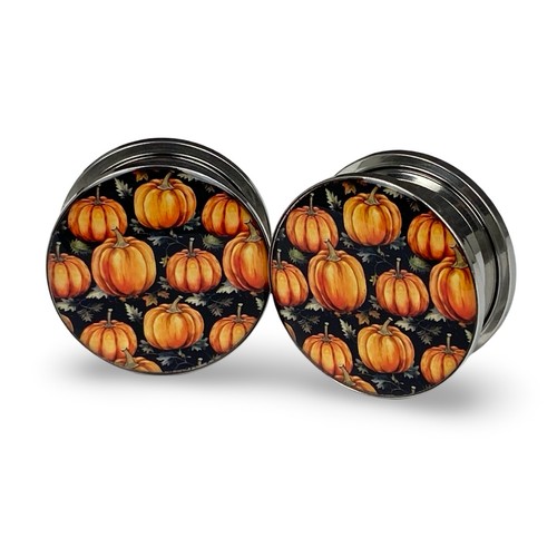 Pair of Screw on Halloween Themed Style 13 Picture Plugs gauges 16g ...