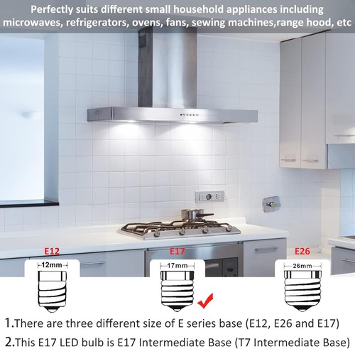 E17 LED Under Microwave Over Stove Light Bulb 125V Daylight White 6000K ...