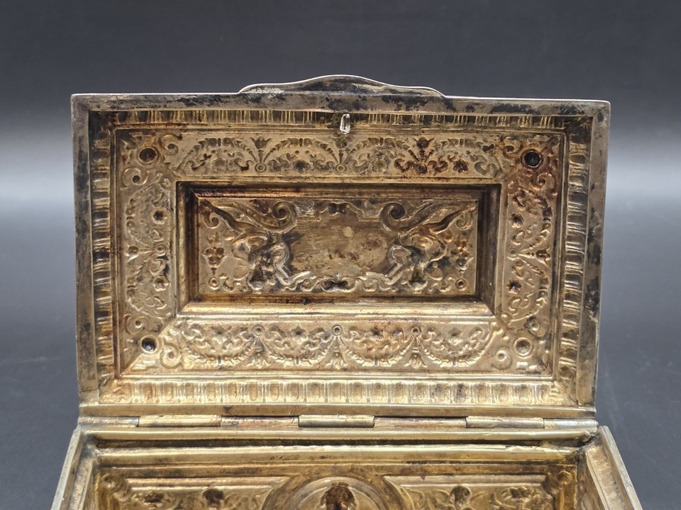 Antique Solid Silver 800 Repousse Jewelry Box/Germany/L. Paar/Munich ...