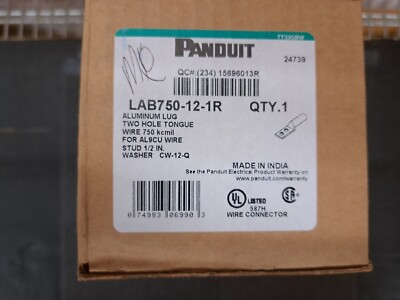 New, Panduit, LAB750-12-1R, Aluminum Compression Lug, 2 Hole, 750 Kcmil ...
