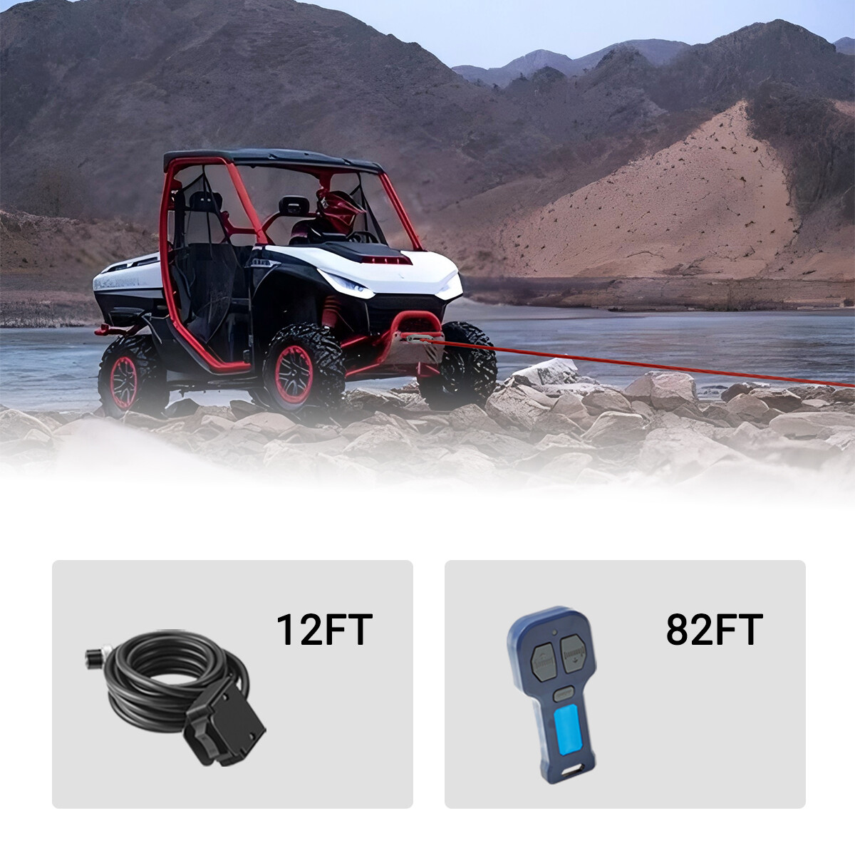 Electric Winch 4500LBS 12V DC Synthetic Rope Towing Truck Ideal For UTV ...