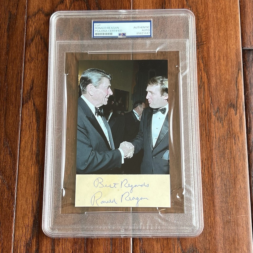 RONALD REAGAN * PSA * Autograph TRUMP HANDSHAKE Souvenir Photo SIGNED ...