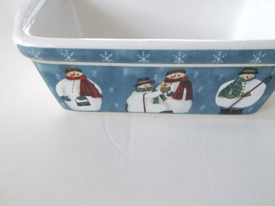 Snowman and Winter Scene holiday ceramic mini loaf pan/dish | eBay