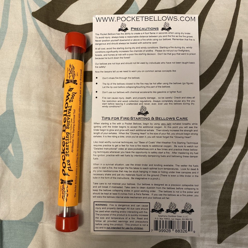 EOG Pocket Bellows Fire Starting Kit Emergency Survival Camping Hunting ...