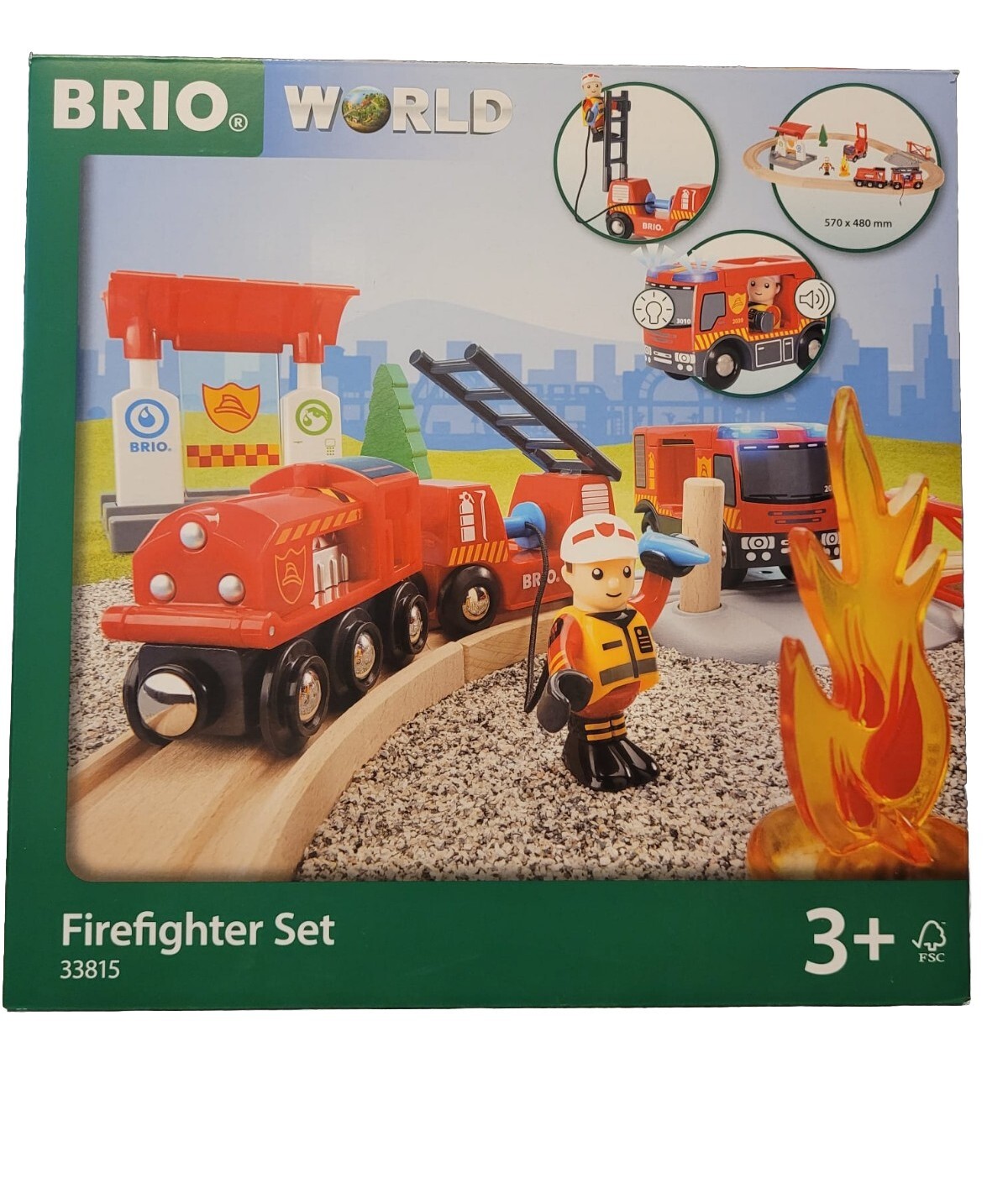 BRIO 33815 Train Fire Brigade Set Wooden Railway -firefighter Nip From ...