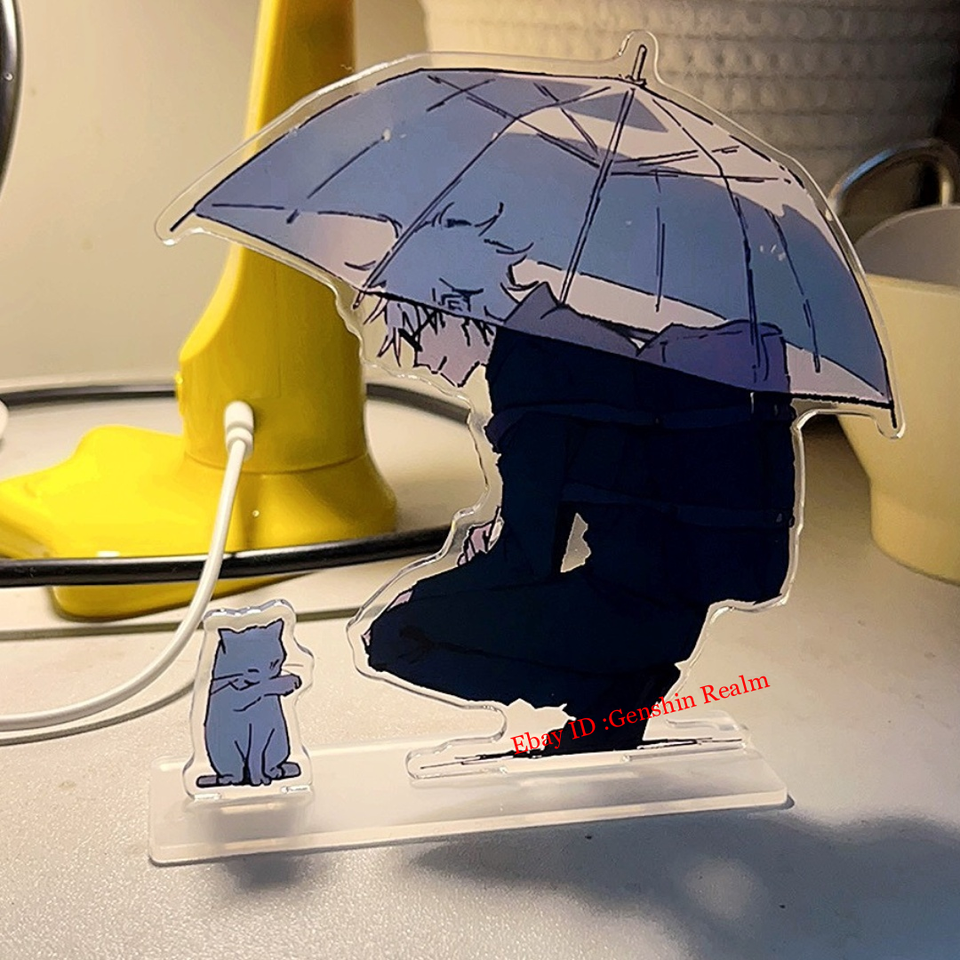 Anime Jujutsu Kaisen Gojo Satoru Cat in the Rain Desktop Stand Figure ...