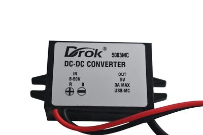 DROK 5003MC DC-DC Converter In (8v-50v) Out (5v 3A max) out USB-MC | eBay