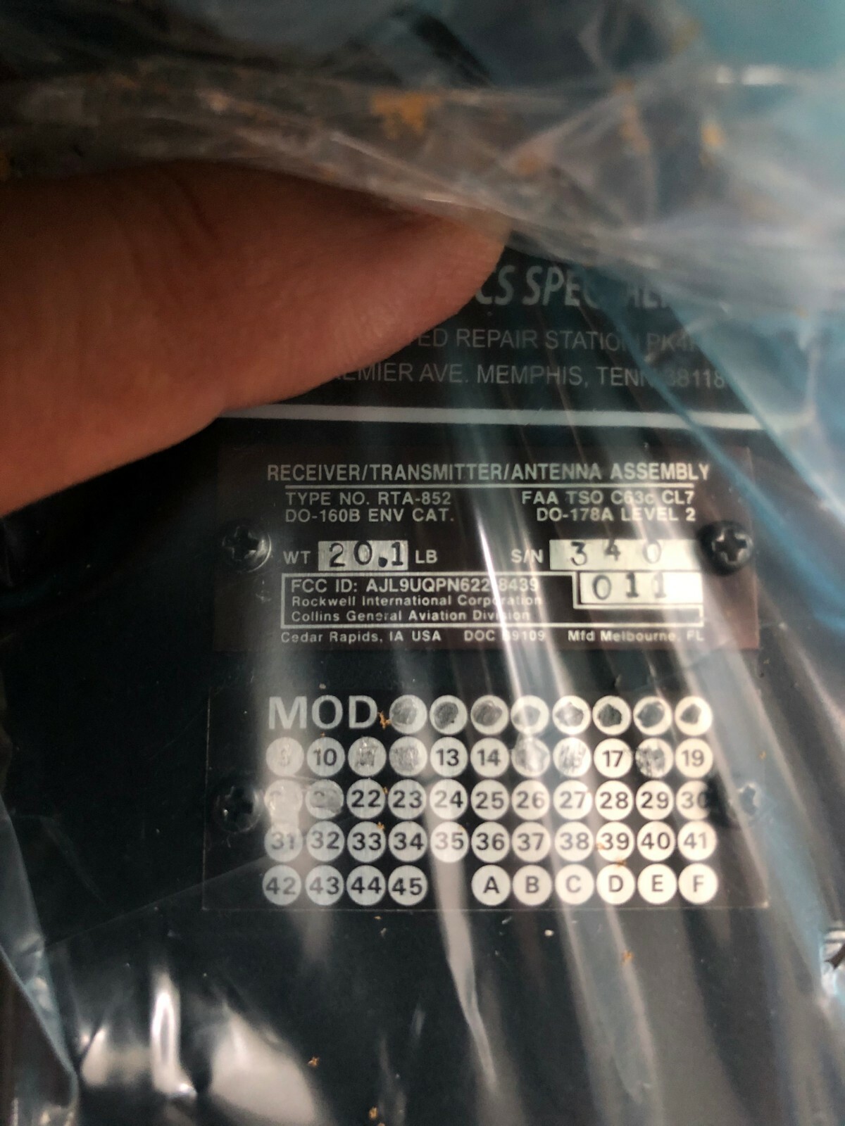 COLLINS RADAR Receiver/Transmitter/Antenna RTA 852 P/N622-8439-011 WITH ...