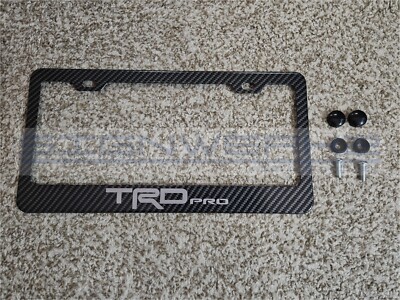 TRD PRO II Carbon Fiber Printed Pattern Black Aluminum License Plate ...