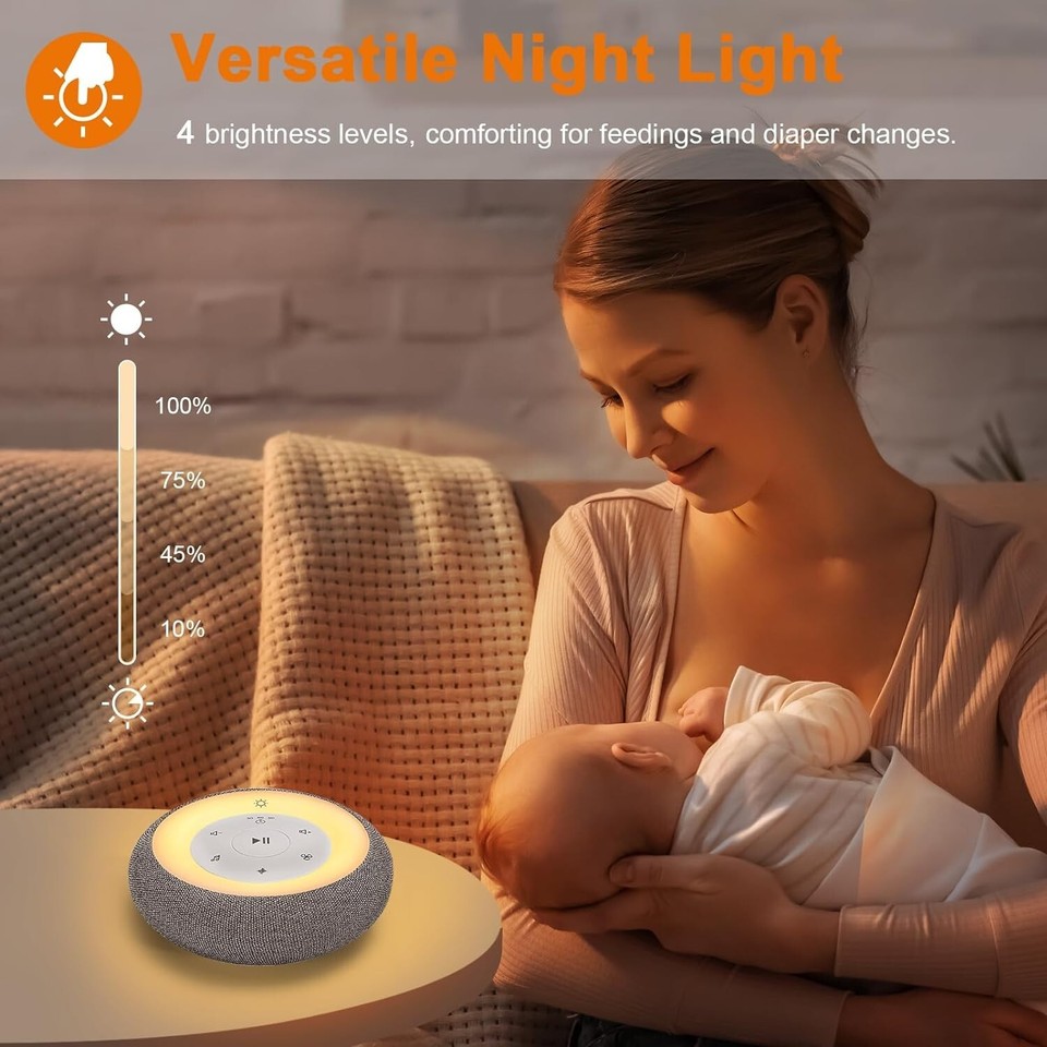 Portable Baby Sound Machine with Night Light, 28 Soothing Sounds with ...