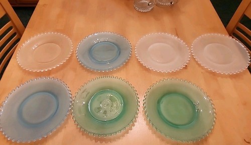 7 Dalzell Viking Satin Salad Plates Candlewick Viking Glass Frosted 8 ...